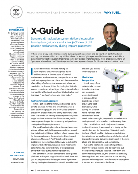 Industry News on X-Guide Dynamic 3D Navigation in Dentistry